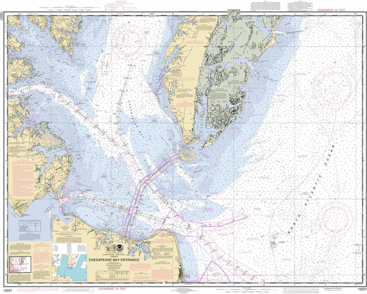 Chesapeake Bay Entrance Map by National Oceanographic & Atmospheric ...