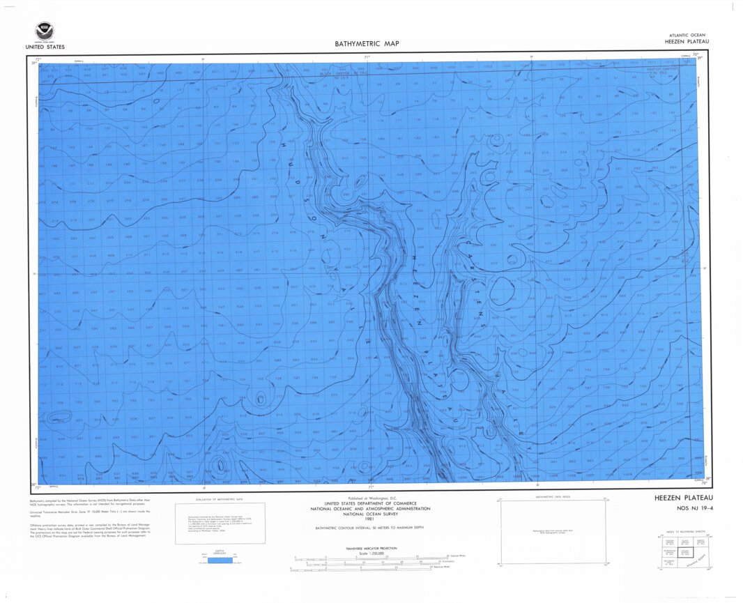 Heezen Plateau (NJ 19-4) Map by National Oceanographic & Atmospheric ...