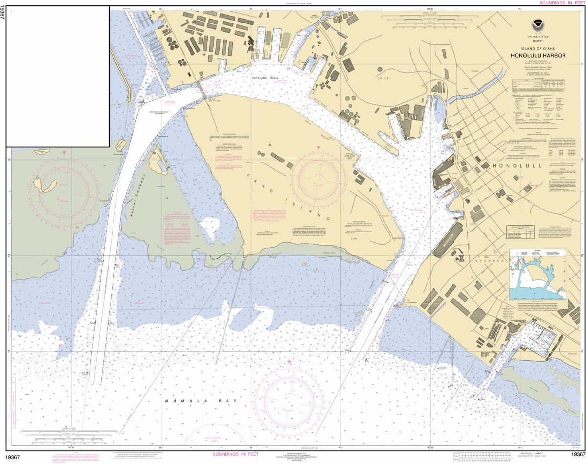 Honolulu Harbor Map by National Oceanographic & Atmospheric ...