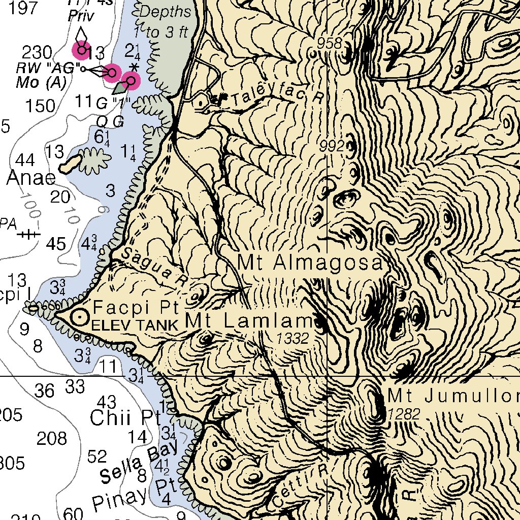 Island Of Guam Territory Of Guam Map by National Oceanographic ...