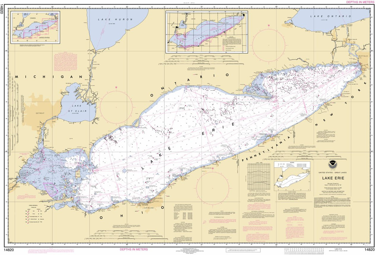 Lake Erie Map by National Oceanographic & Atmospheric Administration ...