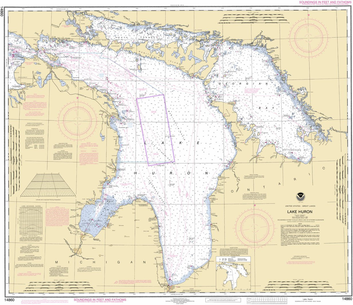Lake Huron Map by National Oceanographic & Atmospheric Administration ...