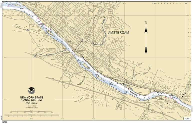Mohawk River - Amsterdam Map by National Oceanographic & Atmospheric ...