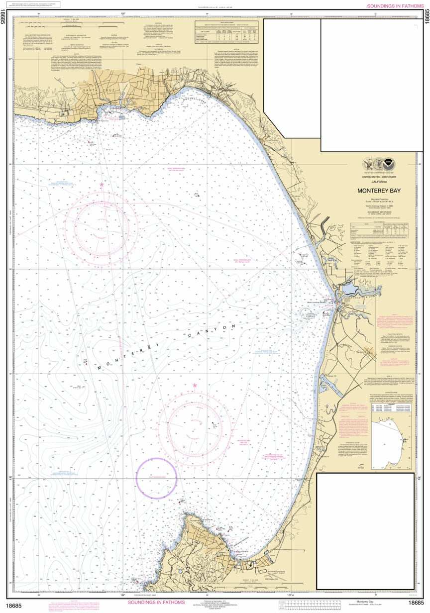 Monterey Bay Map by National Oceanographic & Atmospheric Administration ...