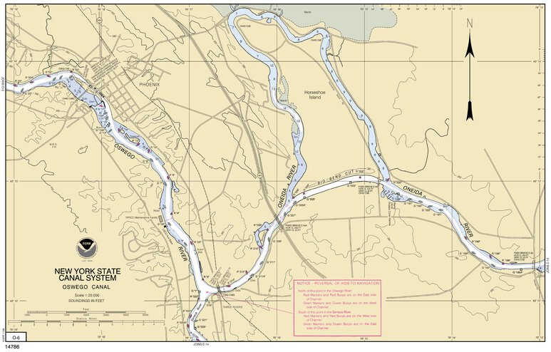 Oswego River - Oneida River - Phoenix Map by National Oceanographic ...