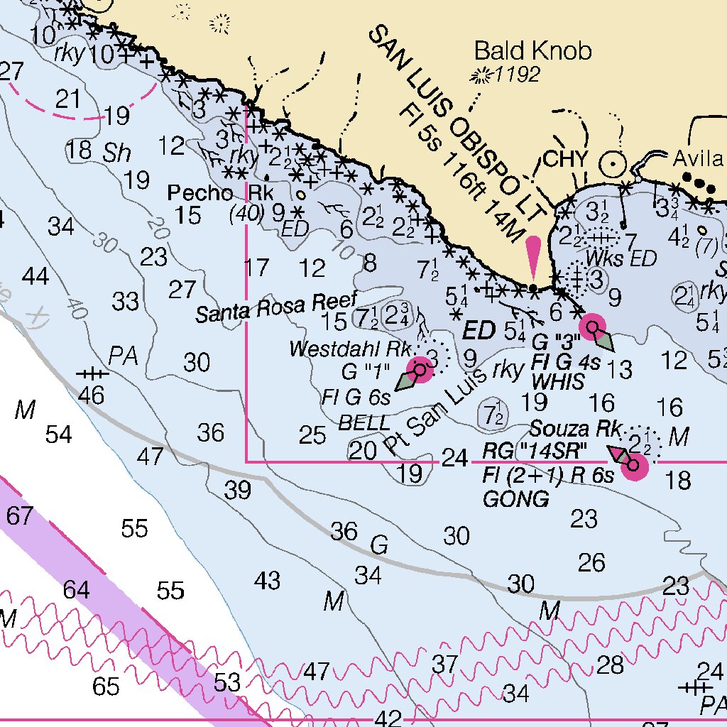 Point Conception To Point Sur Map by National Oceanographic ...