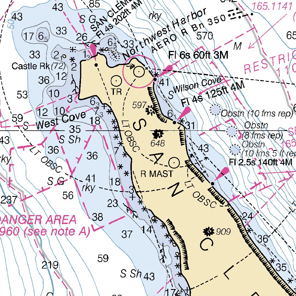 San Diego To Santa Rosa Island Map by National Oceanographic ...