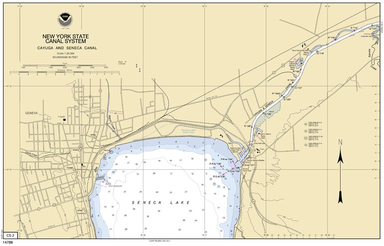 Seneca Lake Map by National Oceanographic & Atmospheric Administration ...