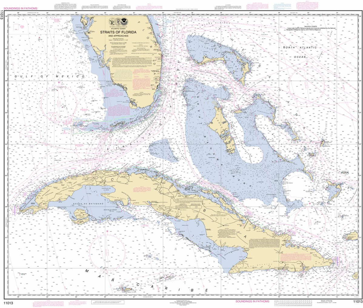 Straits Of Florida And Approaches Map by National Oceanographic ...