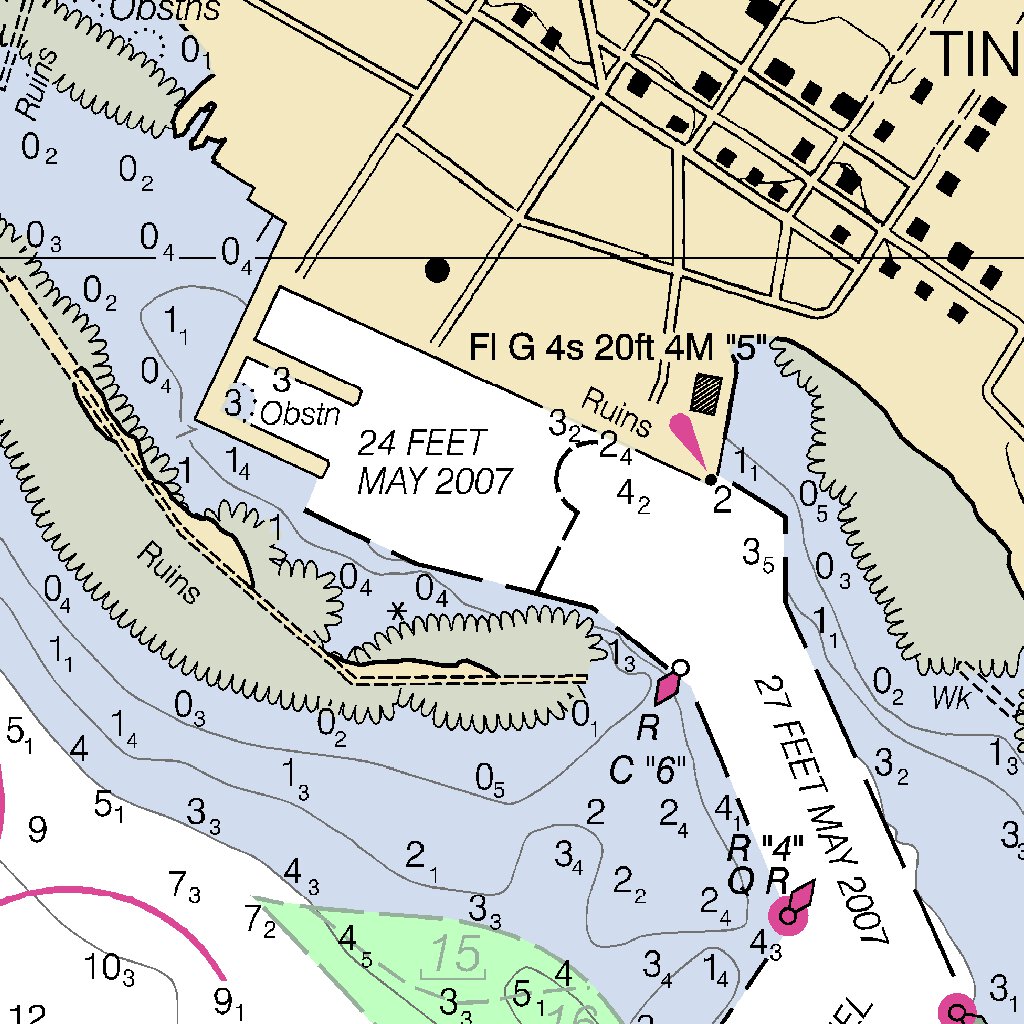 Sunharon Roads Tinian Island Map by National Oceanographic ...