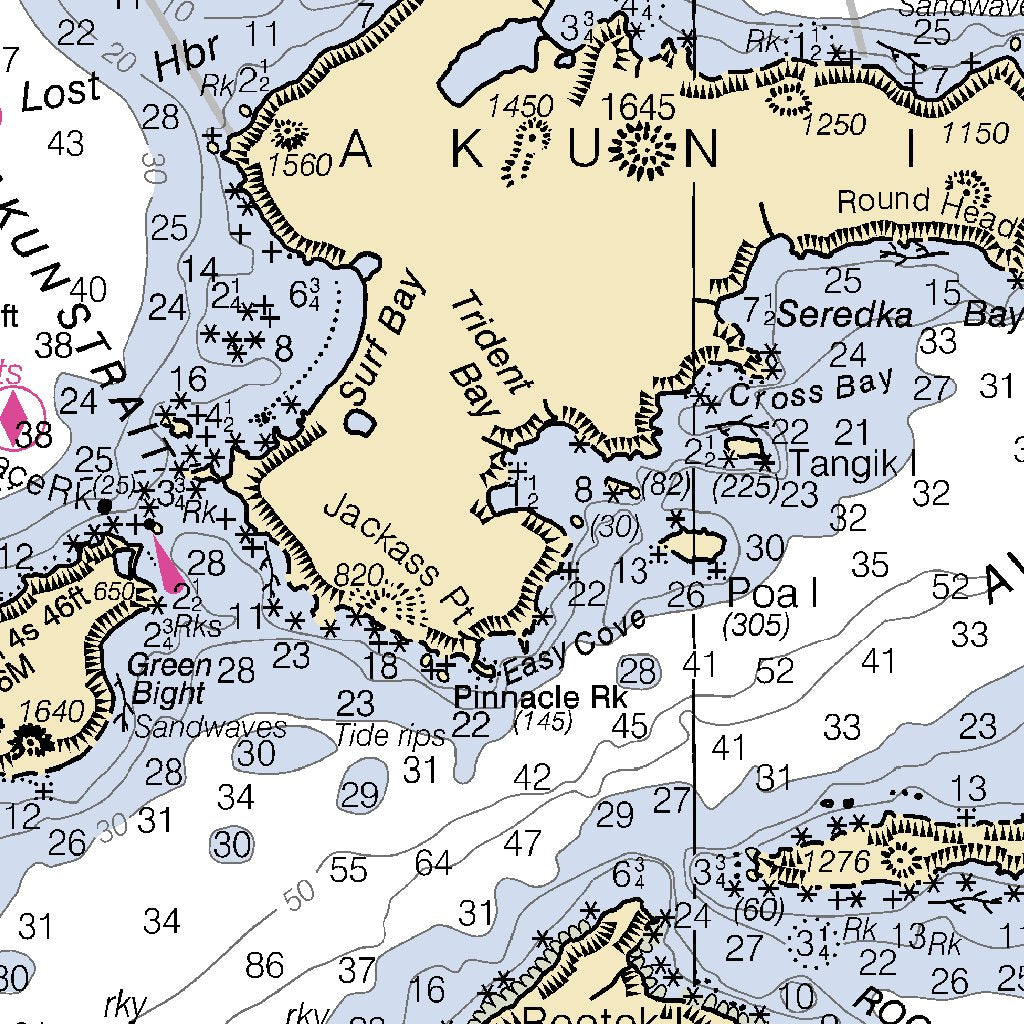Unimak And Akutan Passes Map by National Oceanographic & Atmospheric ...