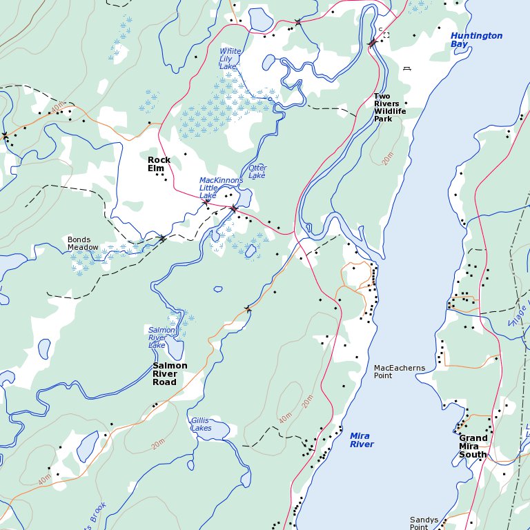 Mira River, NS (011F16 Toporama) Map by Natural Resources Canada ...