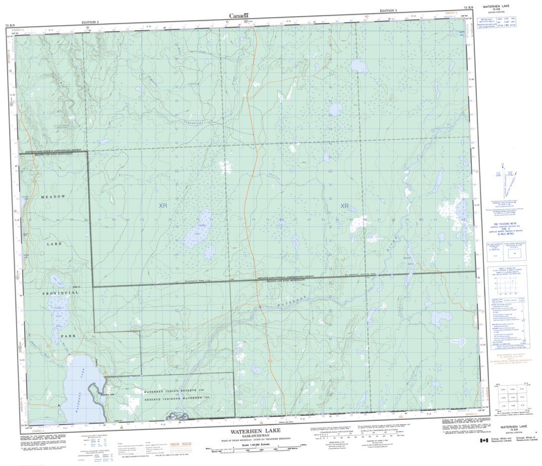 Waterhen Lake, SK (073K09 CanMatrix) Map by Natural Resources Canada ...