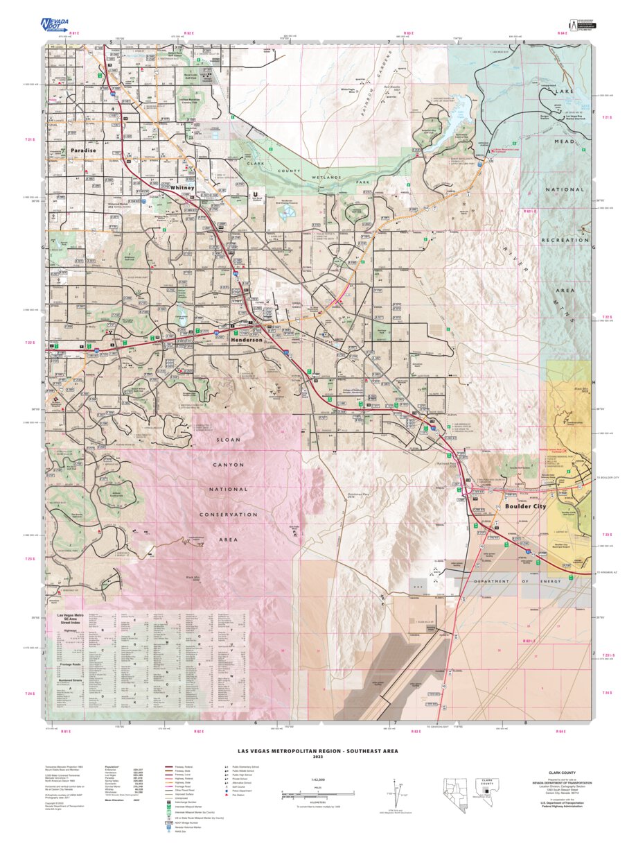 Las Vegas Metro Southeast Area Map by Nevada Department of ...