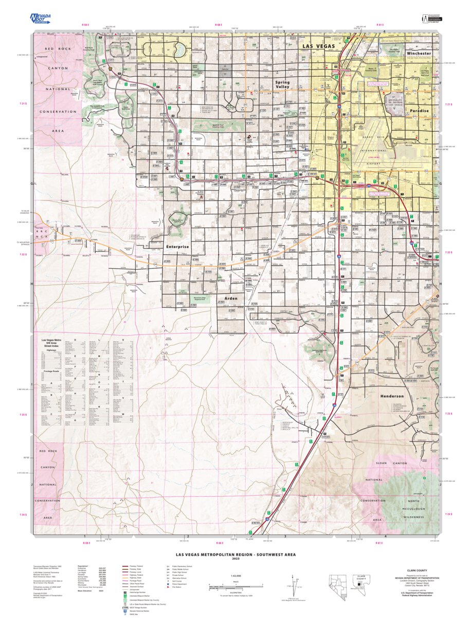 Las Vegas Metro Southwest Area Map by Nevada Department of ...