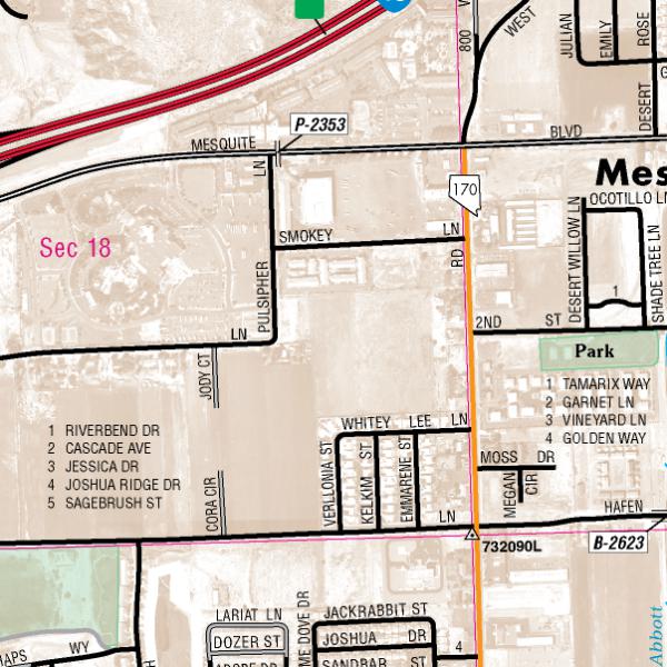 Mesquite and Bunkerville Area Map by Nevada Department of ...
