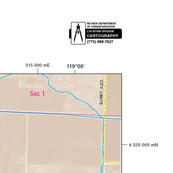 Yerington Area Map by Nevada Department of Transportation | Avenza Maps