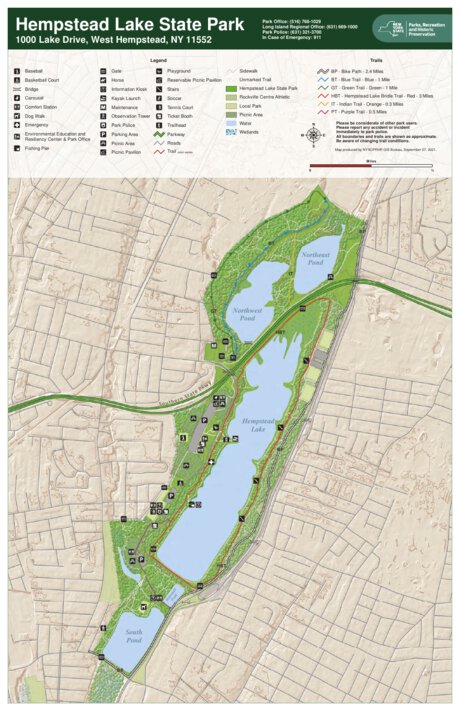 Hempstead Lake State Park Trail Map by New York State Parks | Avenza Maps