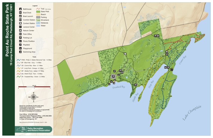 Point Au Roche State Park Trail Map by New York State Parks | Avenza Maps