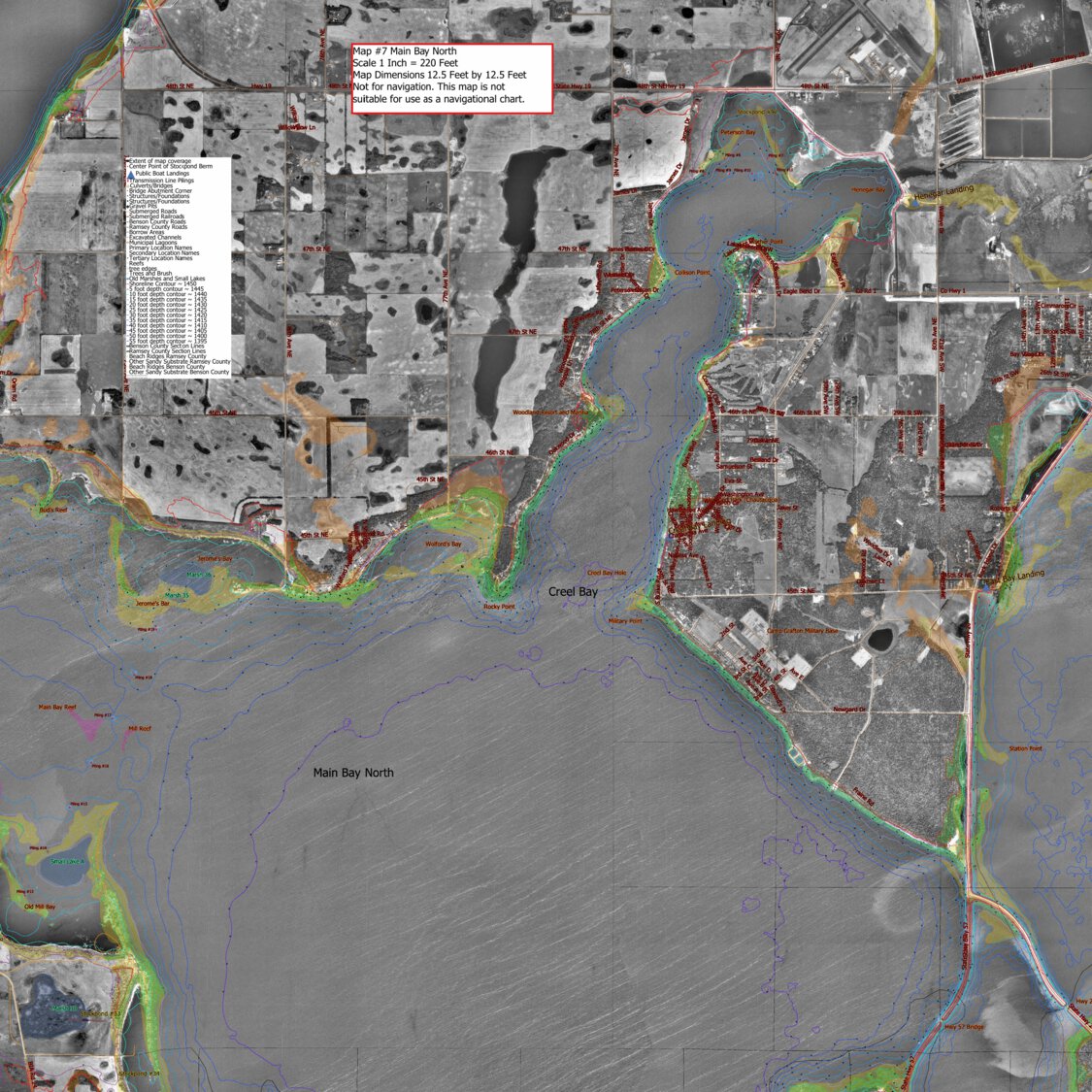 Detailed Map #6 - Main Bay North Area of Devils Lake North Dakota by ...