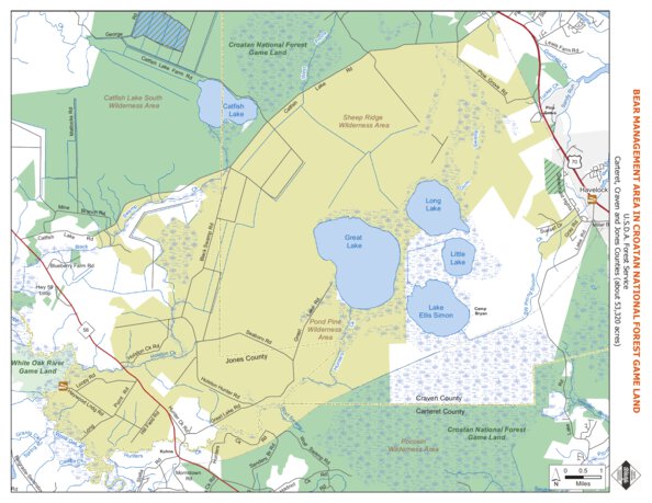Croatan Bear Management Area Map by North Carolina Wildlife Resources ...