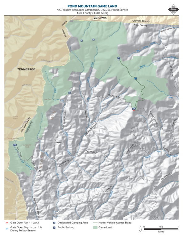 Pond Mountain Game Land Map by North Carolina Wildlife Resources ...