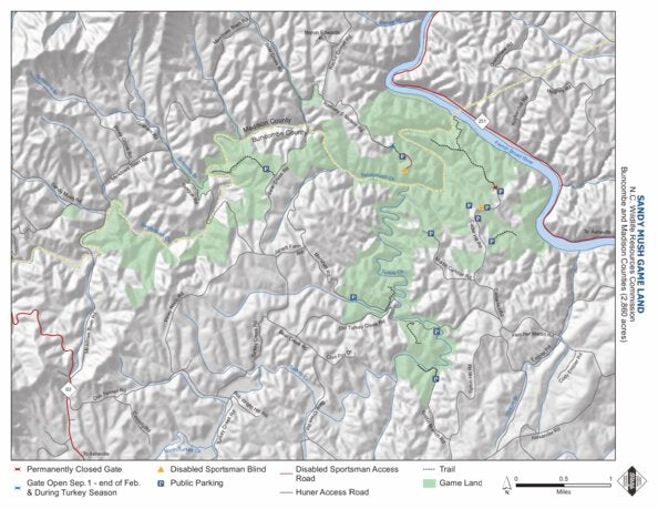 Sandy Mush Game Land Map by North Carolina Wildlife Resources ...