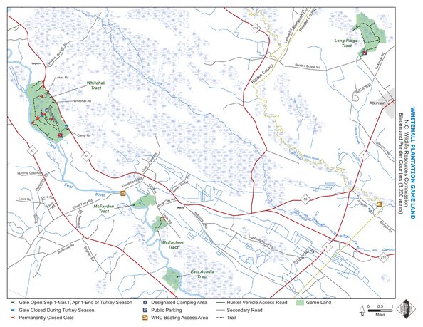 Whitehall Plantation Game Land Map by North Carolina Wildlife Resources ...