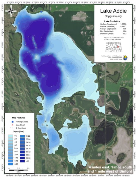 Addie Lake - Griggs County Map by North Dakota Game and Fish Department ...