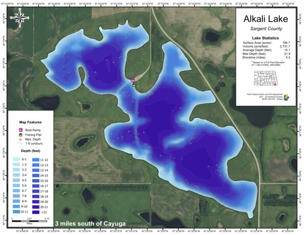 Alkali Lake - Sargent County Map by North Dakota Game and Fish ...