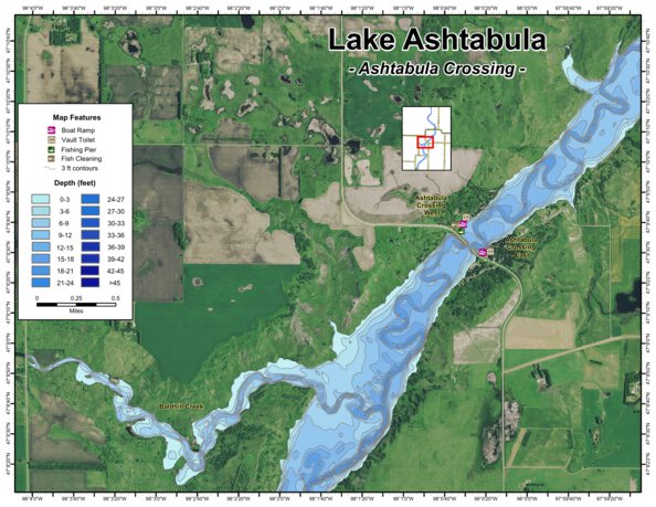 Ashtabula, Lake - Ashtabula Crossing Map by North Dakota Game and Fish ...