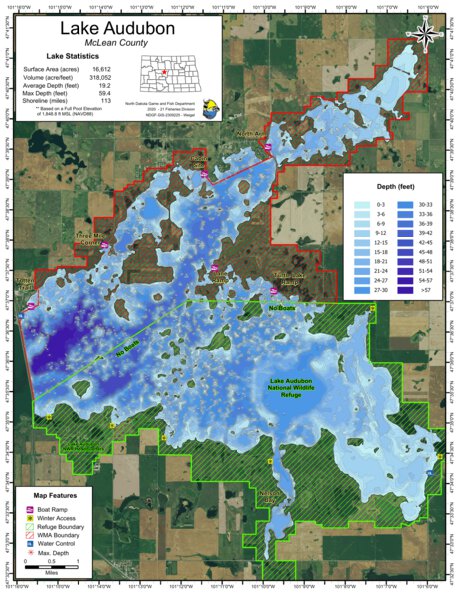 Audubon, Lake - Overview Map by North Dakota Game and Fish Department ...