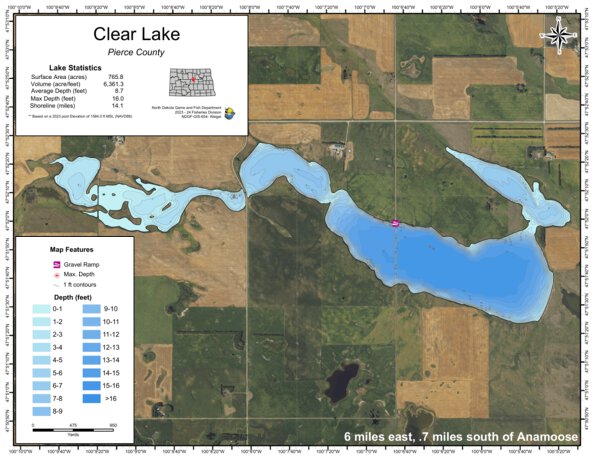 Clear Lake - Pierce County Map by North Dakota Game and Fish Department ...