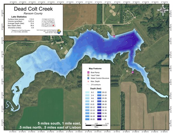 Dead Colt Creek Dam - Ransom County Map by North Dakota Game and Fish ...