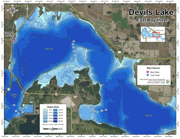 Devils Lake - East Bay Area Map by North Dakota Game and Fish ...