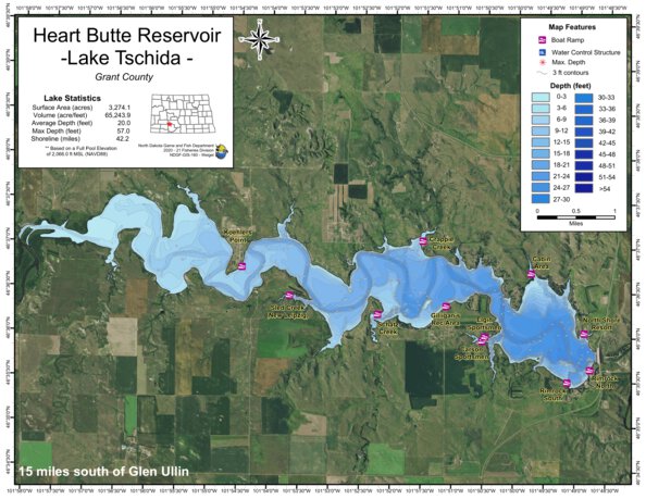 Heart Butte/Lake Tschida - Overview Map by North Dakota Game and Fish ...