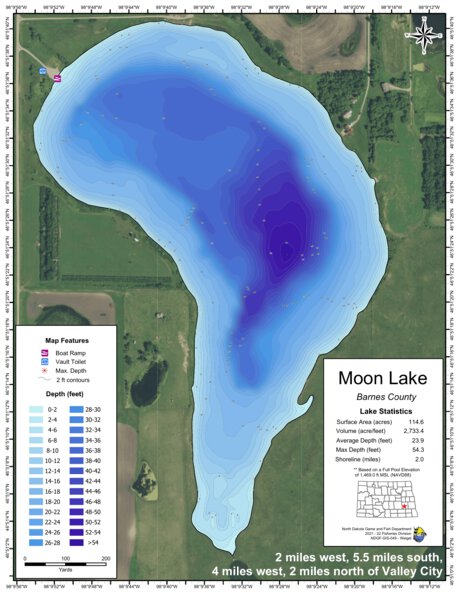 Moon Lake - Barnes County Map by North Dakota Game and Fish Department ...