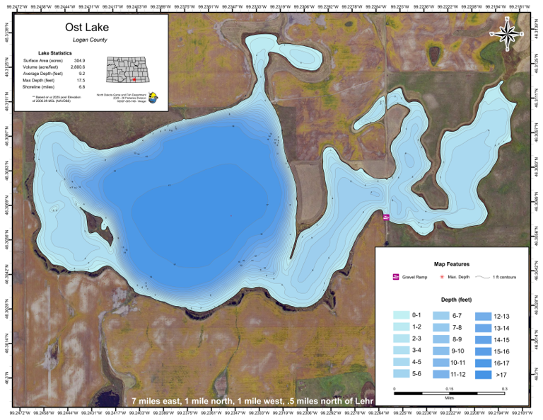 Ost Lake - Logan County Map by North Dakota Game and Fish Department ...