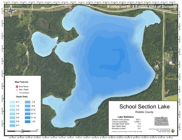 School Section Lake - Rolette County Map by North Dakota Game and Fish ...