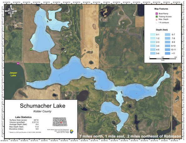 Schumacher Lake - Kidder County Map by North Dakota Game and Fish ...