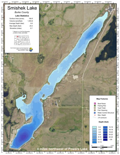 Smishek Lake - Burke County Map by North Dakota Game and Fish ...