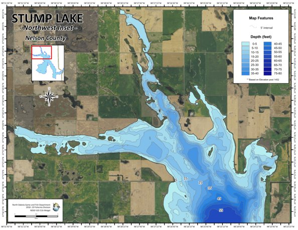 Stump Lake - Northwest Area Map by North Dakota Game and Fish ...