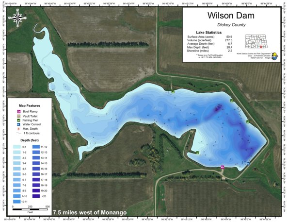 Wilson Dam - Dickey County Map by North Dakota Game and Fish Department ...