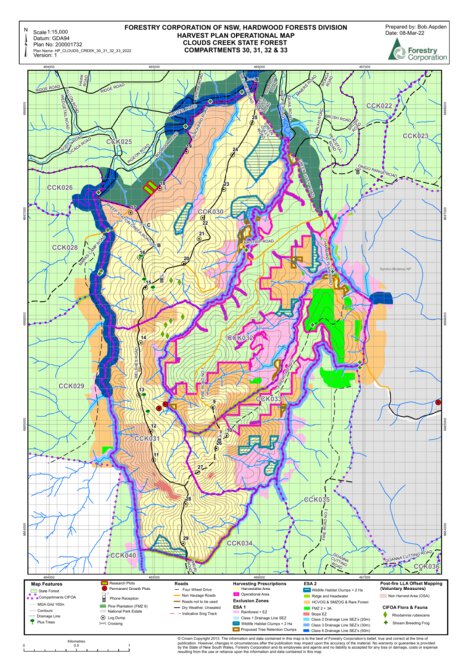 Harvest Plan Map of Clouds Creek State Forest compartments 30 to 33 by ...
