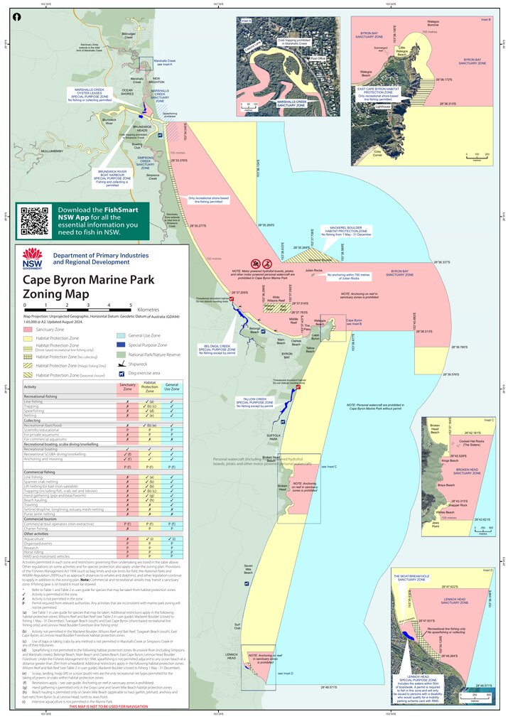 Cape Byron Marine Park Zoning Map by NSW Department of Primary ...