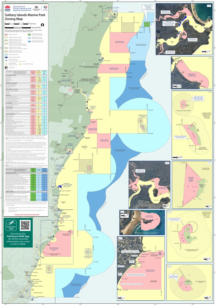 Solitary Islands Marine Park Zoning Map by NSW Department of Primary ...