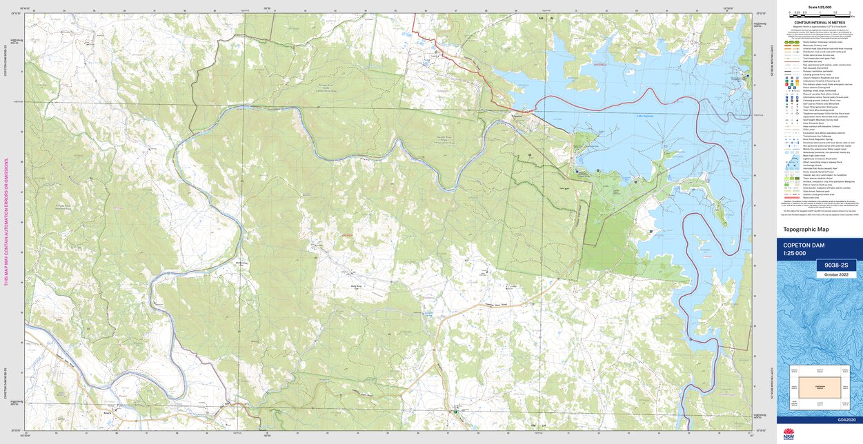 Copeton Dam 9038-2S Map by NSW Government Spatial Services | Avenza Maps