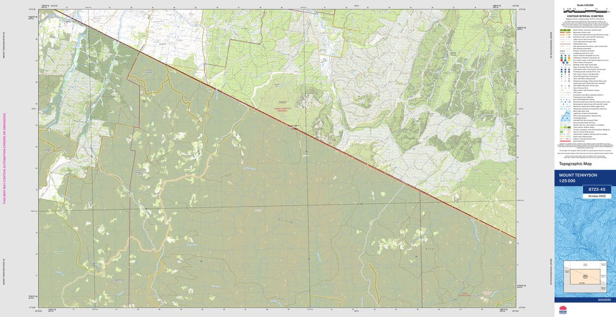 Mount Tennyson 8723-4S Map by NSW Government Spatial Services | Avenza Maps