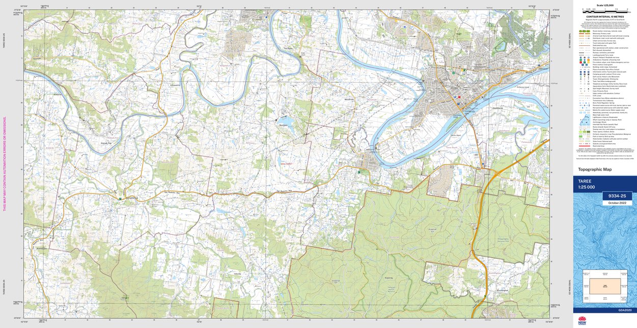 Taree 9334-2S Map by NSW Government Spatial Services | Avenza Maps