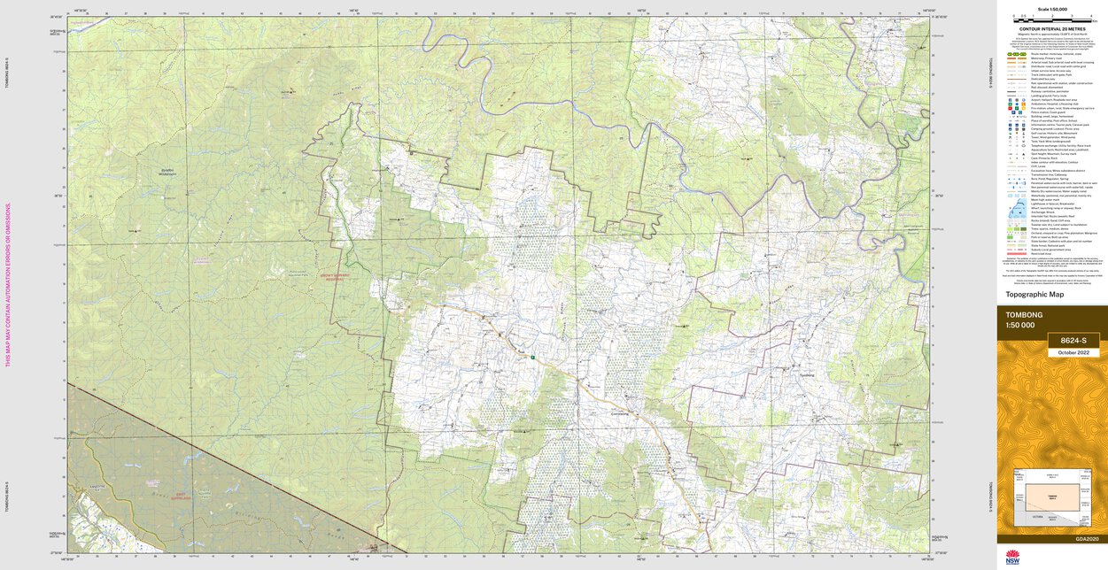 Tombong 8624-S Map by NSW Government Spatial Services | Avenza Maps